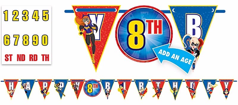 Super Hero Girsl Pennant Banner Kit | Party Corner