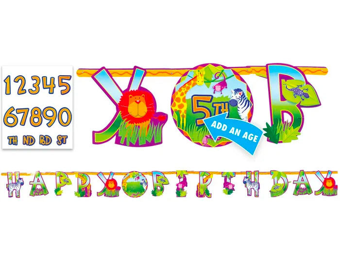Jungle Animals Birthday Banner