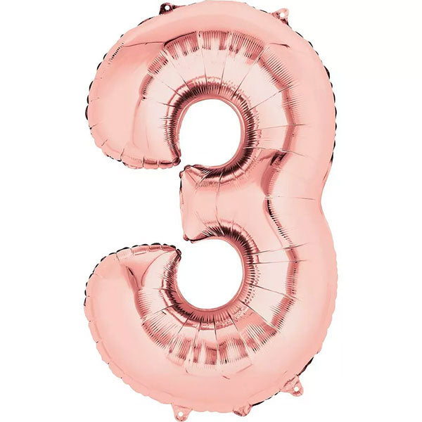 Rose Gold Number 3 Foil Balloon | Party Corner