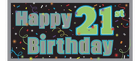 21st Birthday Party Plastic Banner
