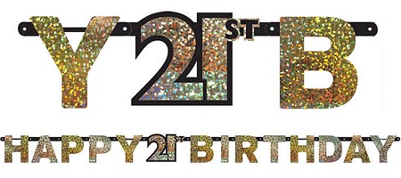 21st Sparkling Birthday Party Banner