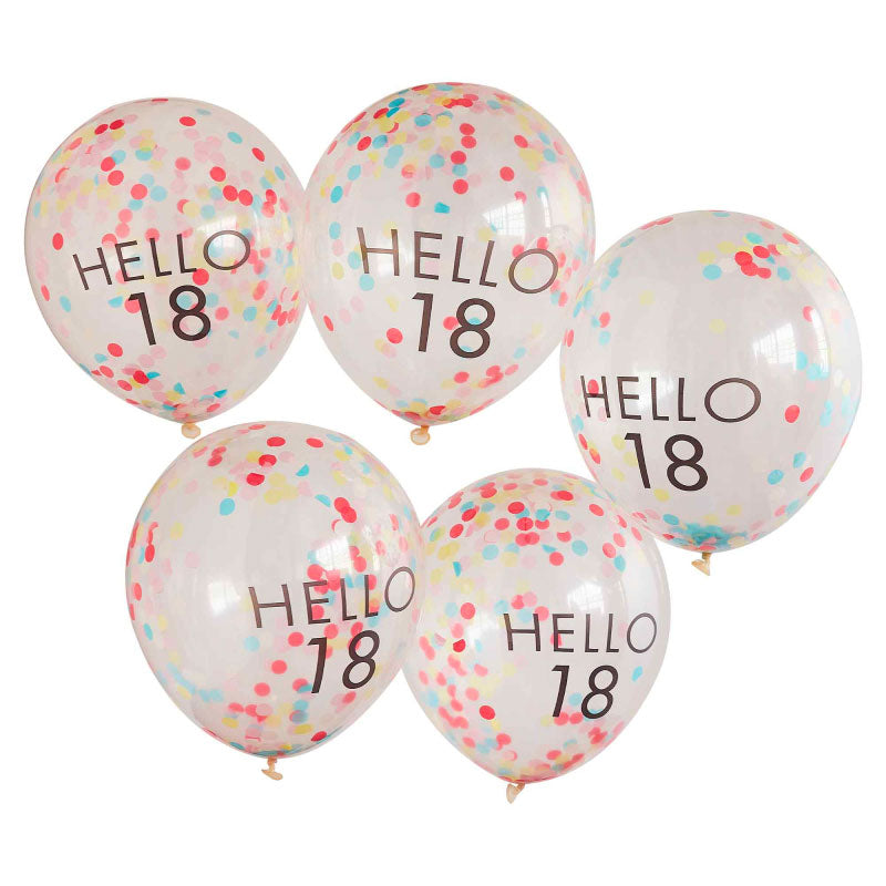 Hello 18 Confetti Balloons Party Supplies | Party Corner