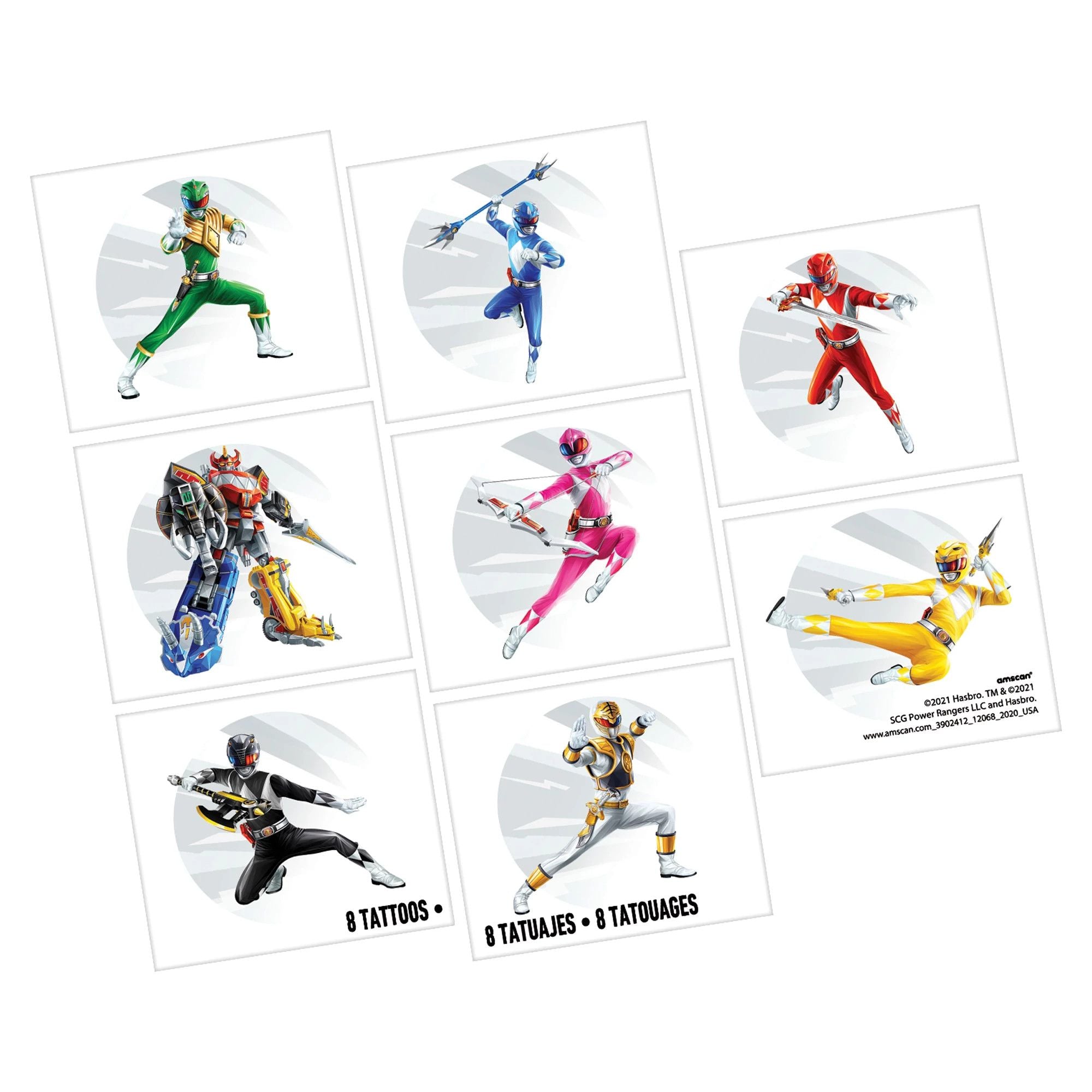 Power Rangers Classic Tattoos Sheet